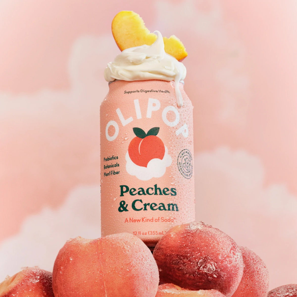 Peaches & Cream Prebiotic Soda 12-Pack | OLIPOP
