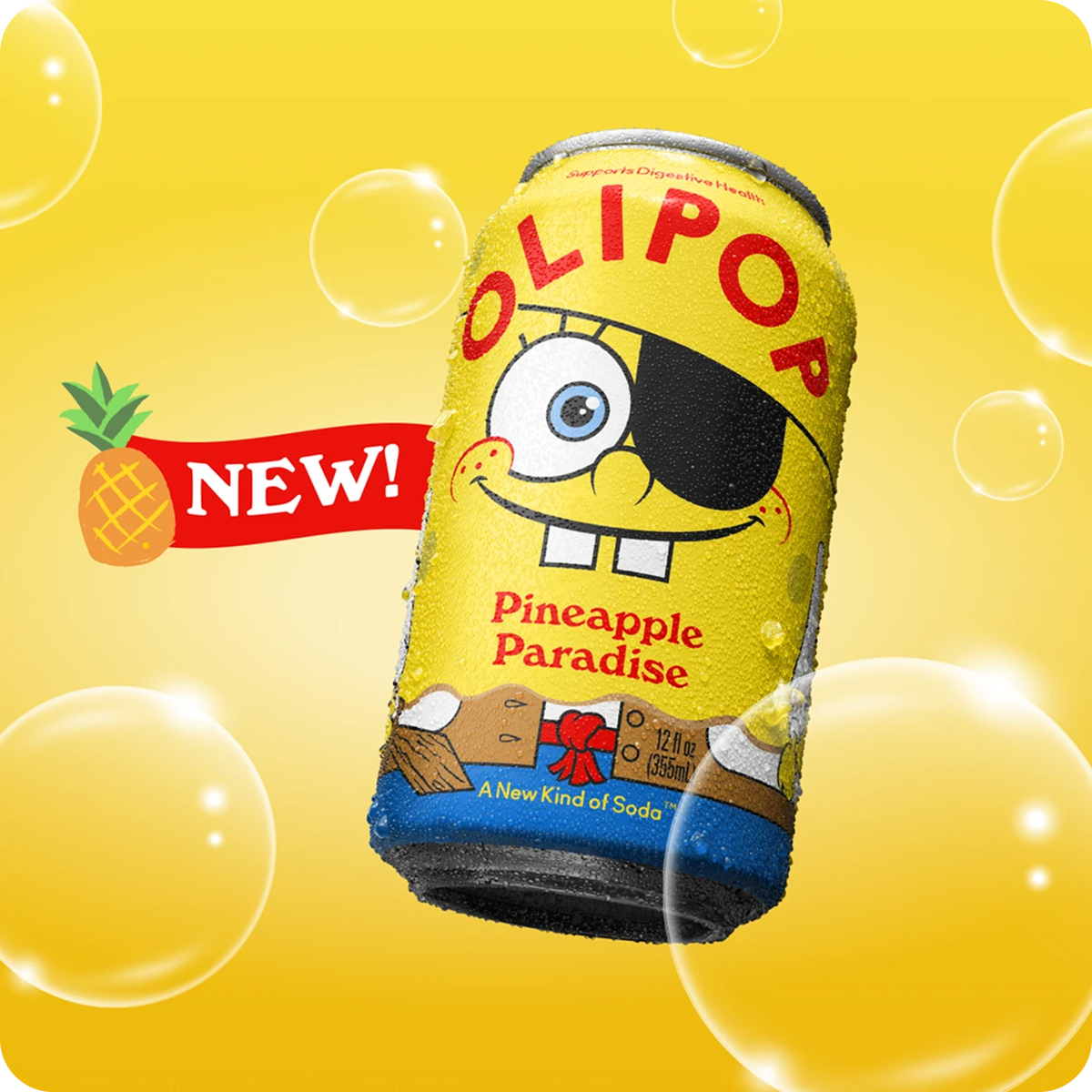 SpongeBob Pineapple Paradise Prebiotic Soda | OLIPOP